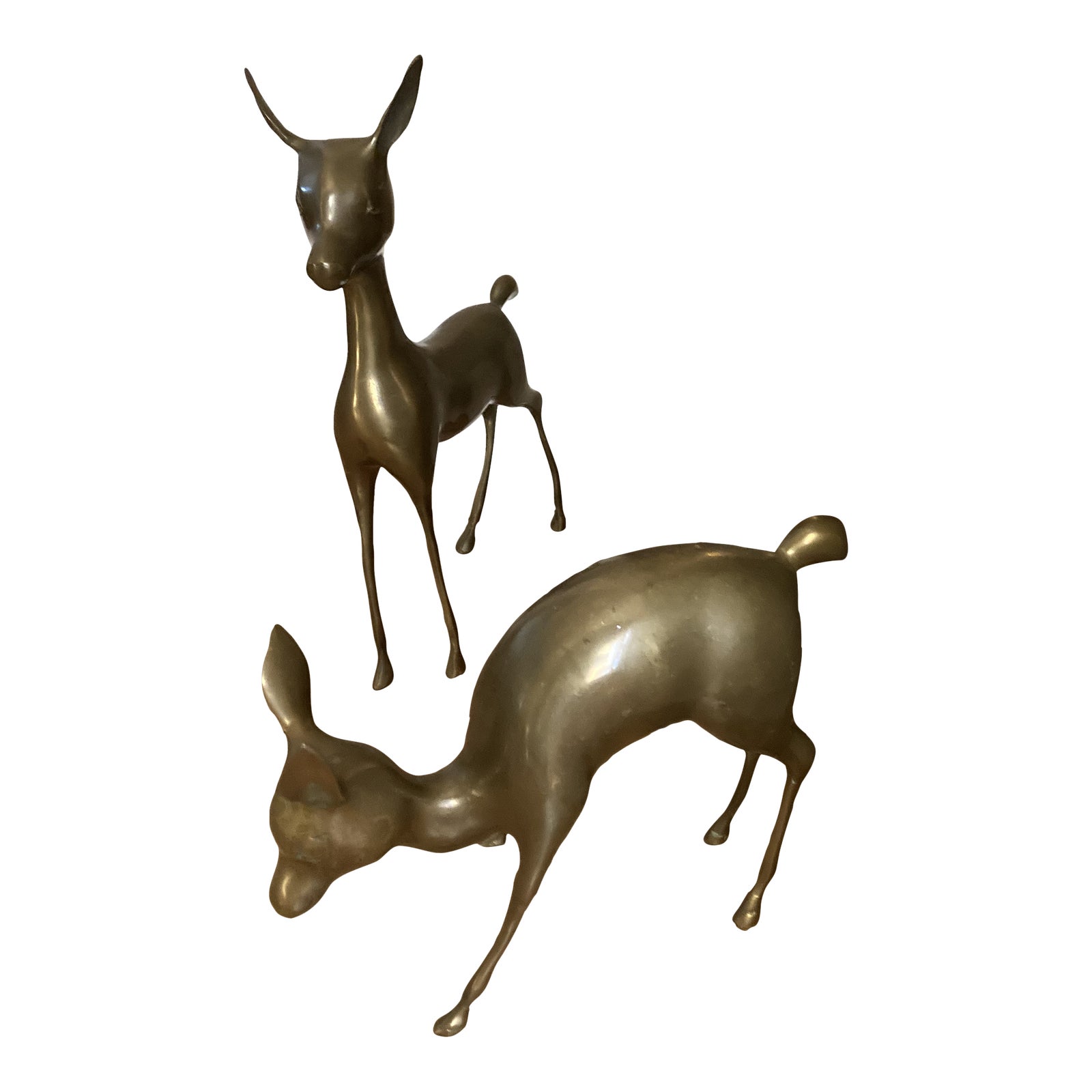 Mid Century France Solid Brass Deer- Set of 2 | Chairish