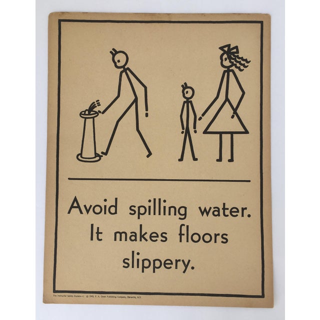 1940s Double-Sided Stick Figure Safety Poster | Chairish