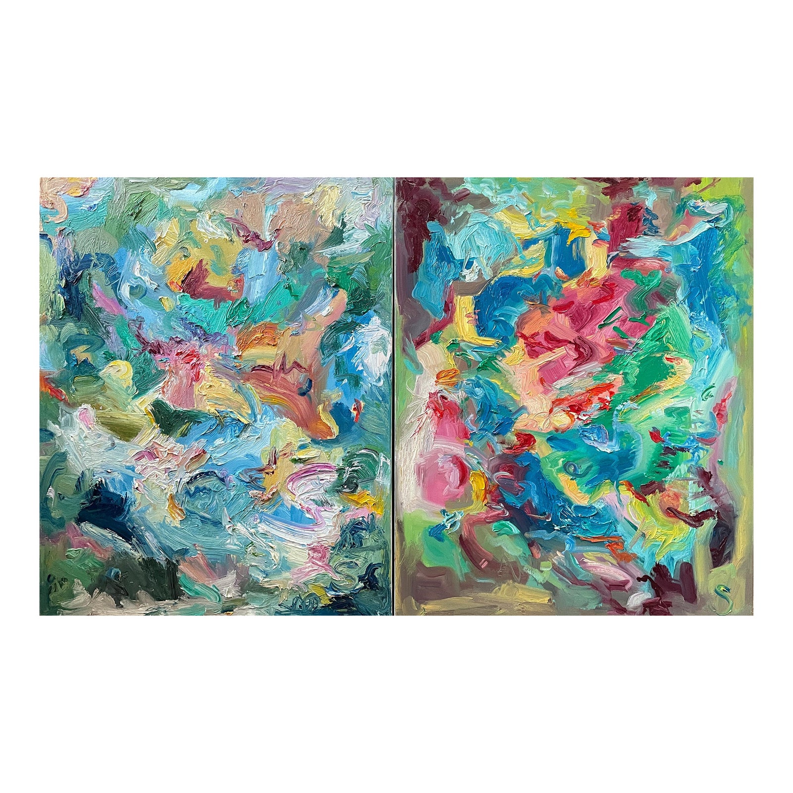 "Joy 1 & 2" Diptych Colorful Vibrant Contemporary Abstract by Sveta ...