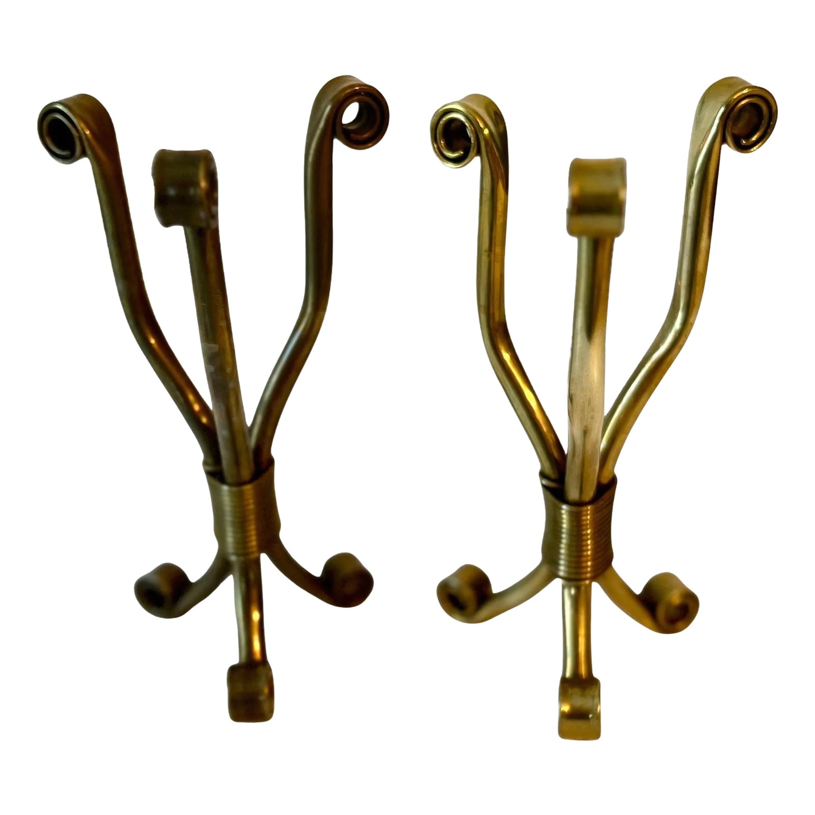 Solid Brass Stands or Object Holders with Wrapped Brass Cord - Set of 2 ...