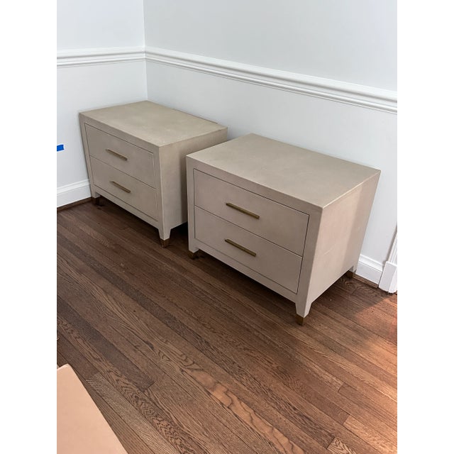 Pair Rh Graydon Shagreen Closed Nightstands | Chairish