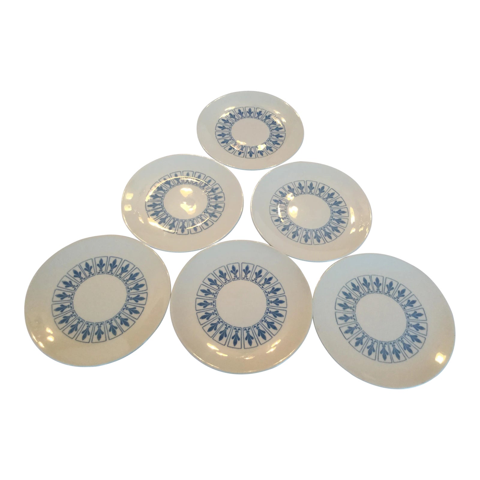 Vintage Mid-Century Canapé Plates- Set of 6 | Chairish