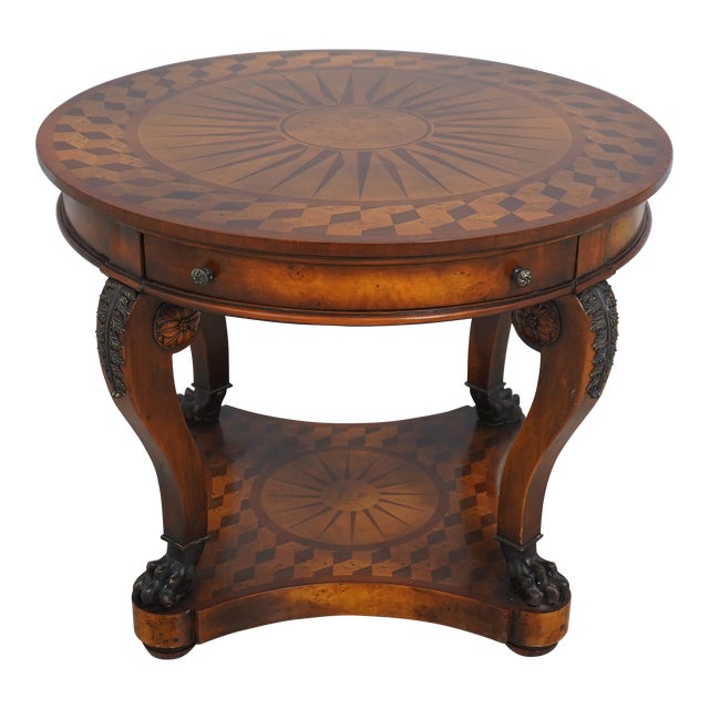 Theodore Alexander Stunning Inlaid Round Center Table | Chairish