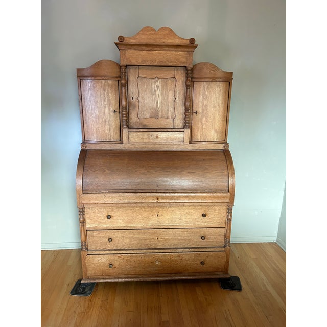 Anno 1888 Danish Oak Secretary Cabinet | Chairish