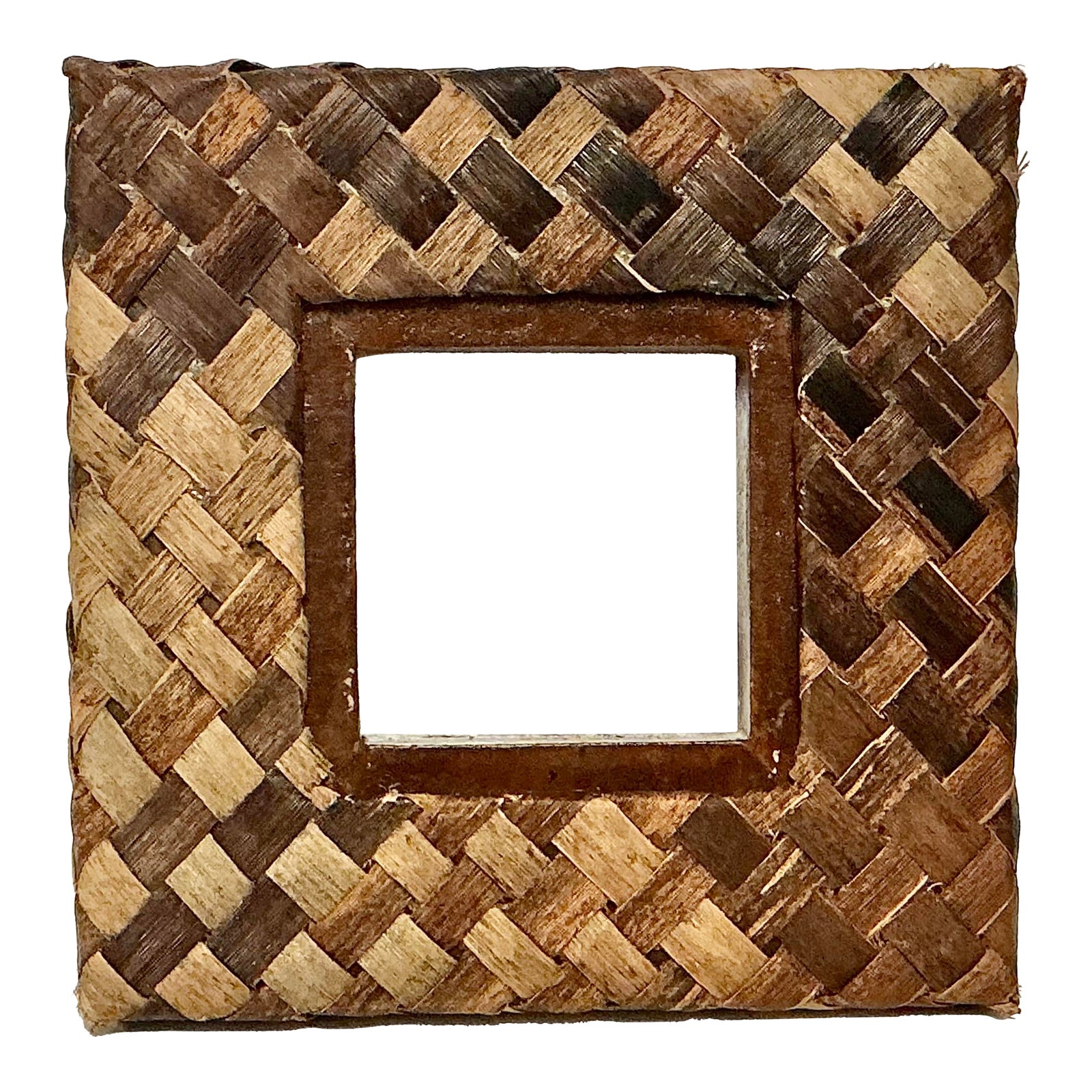 Vintage Coastal Boho Chic Woven Rush Wicker Picture Frame, 3” X 3 ...