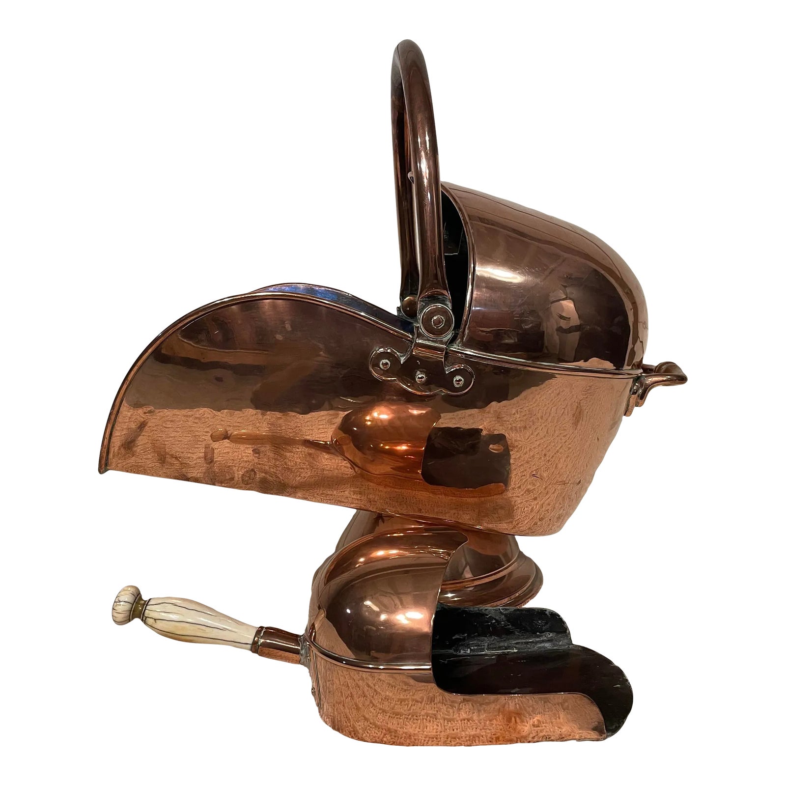 Antique Georgian Style Copper Coal Helmet With Original Scoop | Chairish