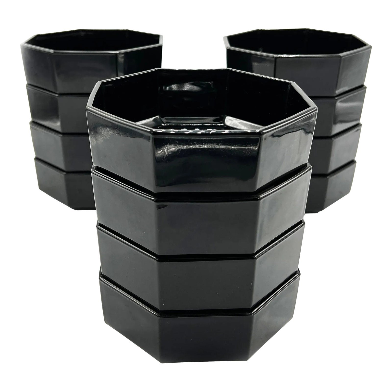 Vintage Arcoroc French Octagon Shaped Black Mod Bowls - 12 Pieces ...