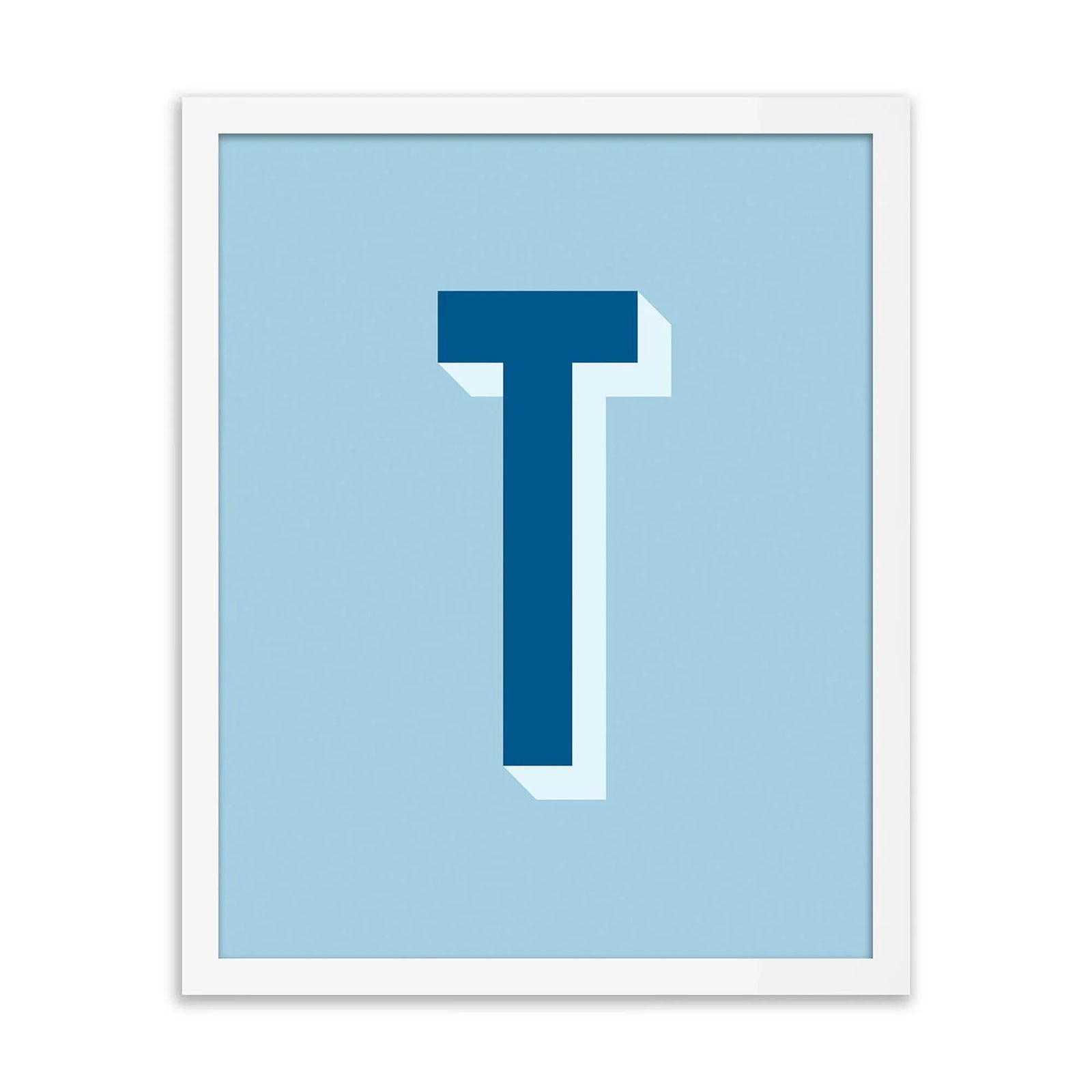 Alphabet Series in Blue, Letter T by Pencil & Paper in White Frame, XS ...