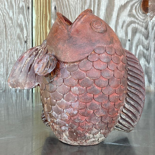 Vintage Boho Terra Cotta Koi Fish | Chairish