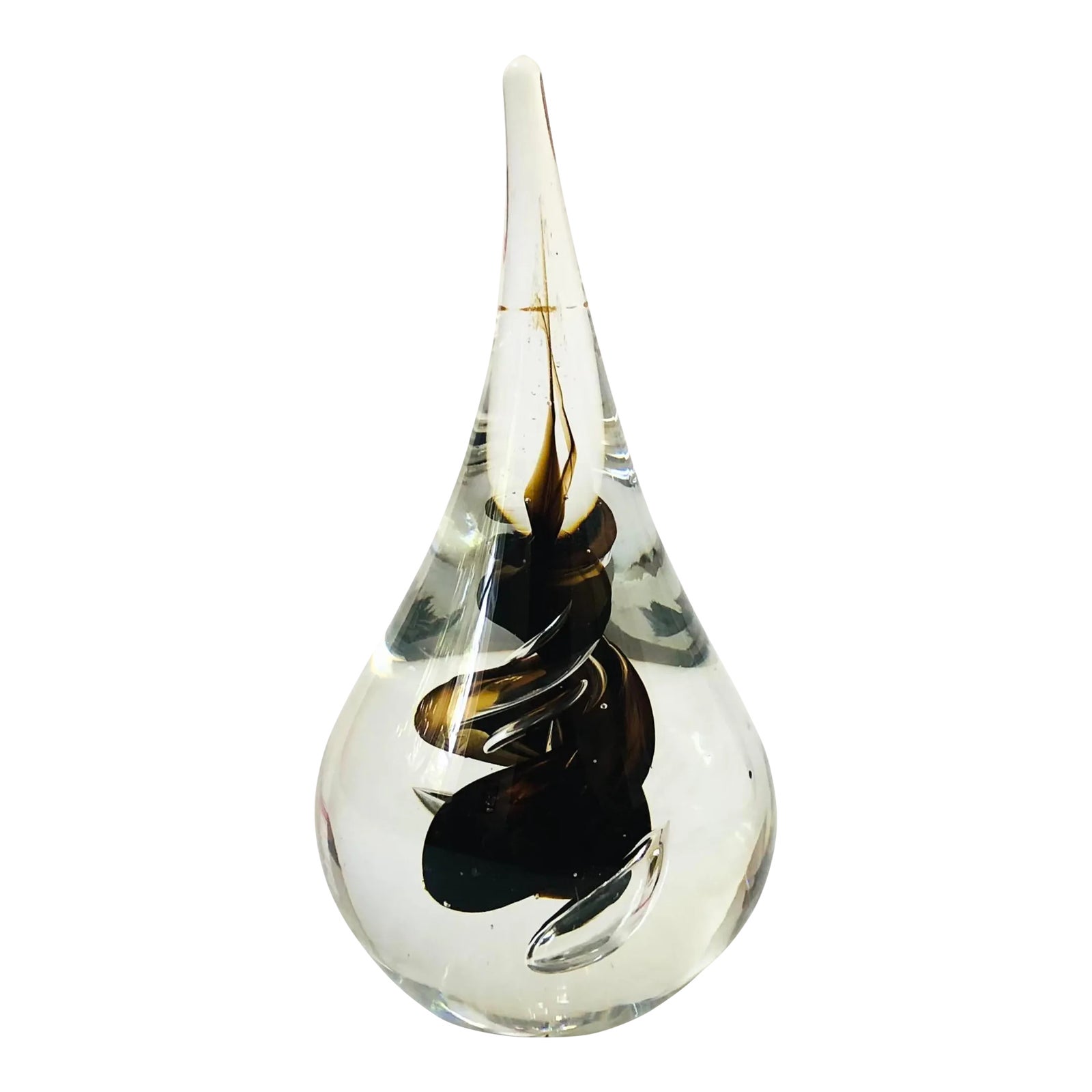 Crystal Teardrop Paperweight by Marian Pyrcak, Poland | Chairish