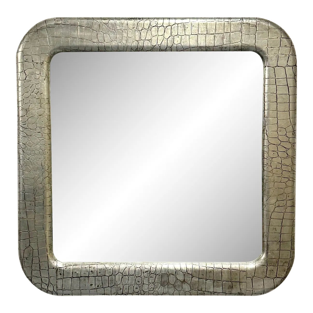 Mid-Century Modern Wall Mirror, Embossed Crocodile Leather, Baughman ...