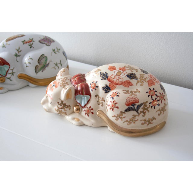 Vintage Japanese Imari Nemuri-Neko Gold Floral Sleeping Cats - Set of 2 ...