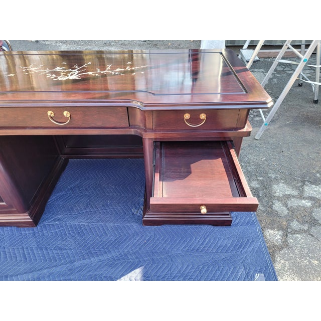 Modern Custom Built Executive Partner's Desk With Mother of Pearl Inlay ...