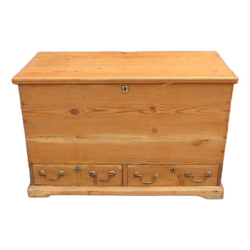 Antique English Georgian Yellow Pine Large Mule Chest Blanket Box ...