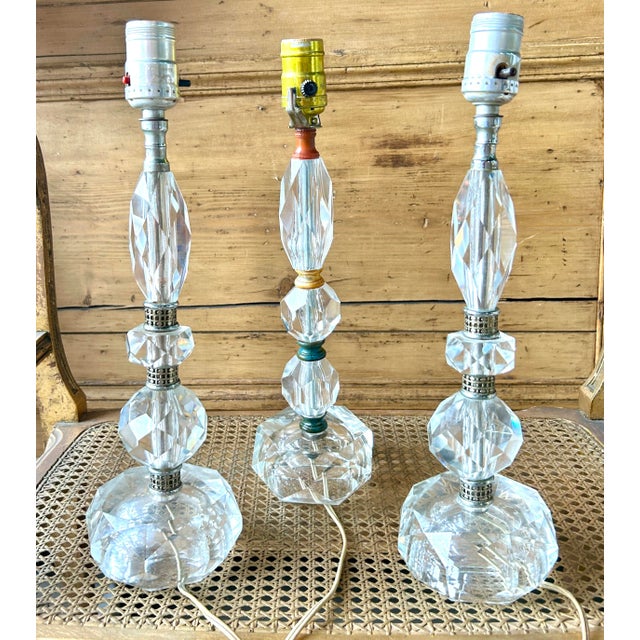 Vintage Crystal Lamps, Set of Three | Chairish