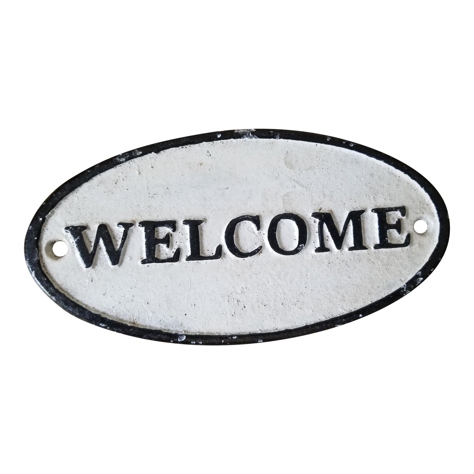 1990s Ast Iron Welcome Sign | Chairish