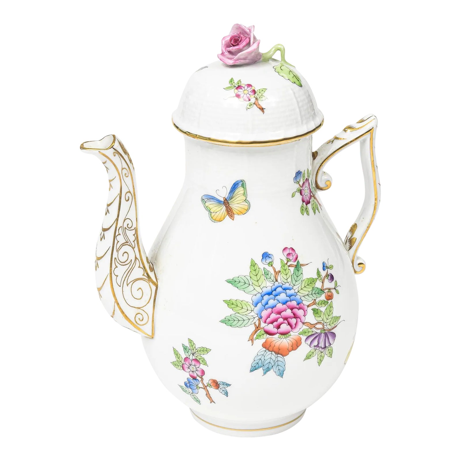 Mid 20th Century Herend Queen Victoria Older Coffee Pot | Chairish