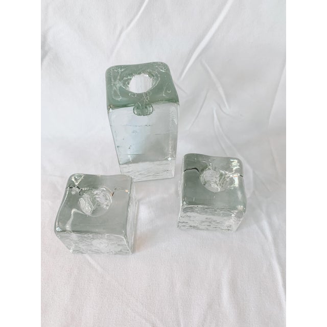 1980s Vintage Postmodern Blenko-Style Candlesticks- Set of 3 | Chairish