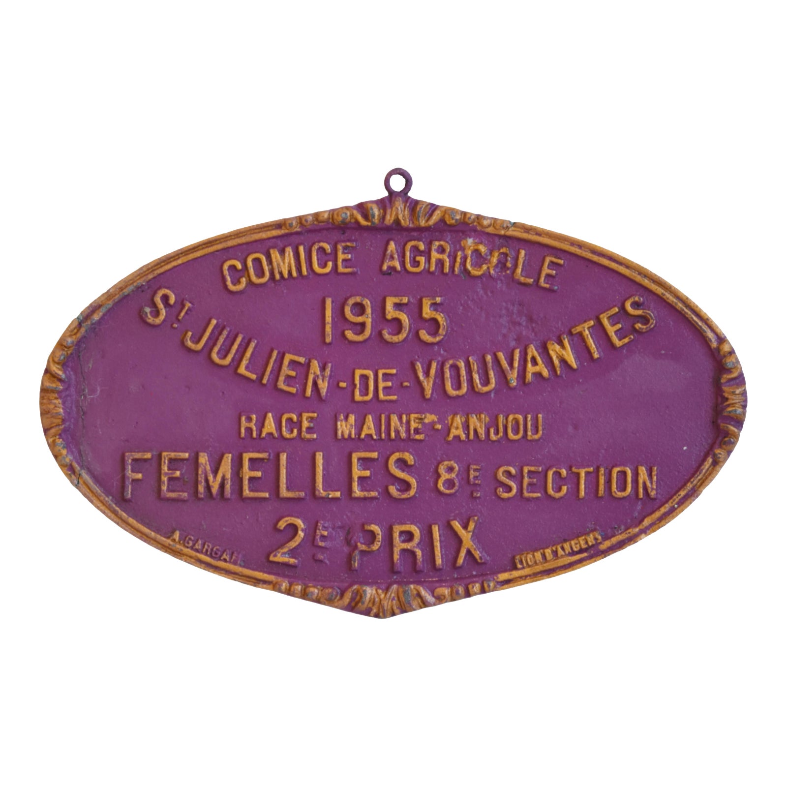 Vintage Lavender & Gold 1955 French Agricultural Farm Animal Show Prize ...