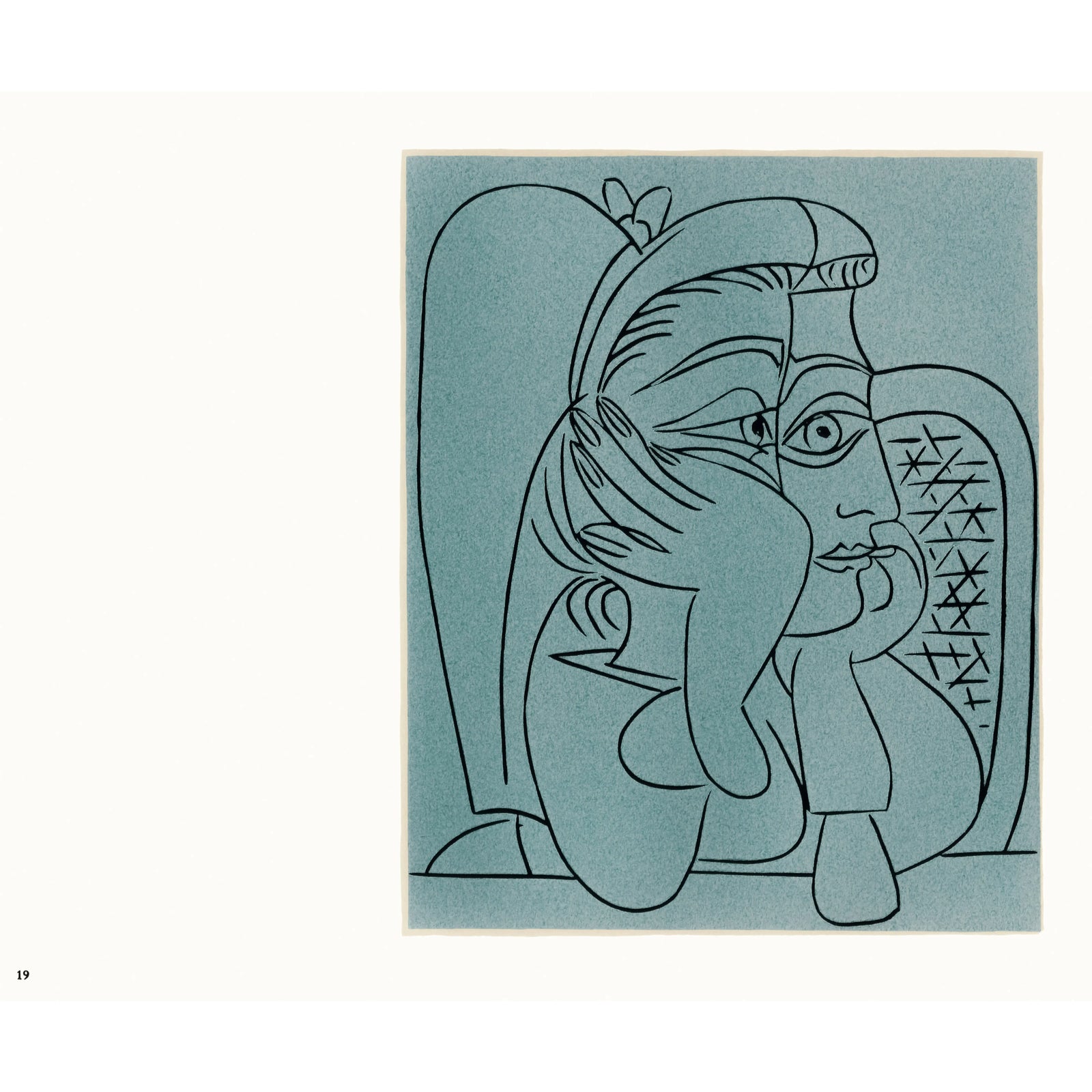 1962 Pablo Picasso Linocut Engraving "Female Head With Supporting Arms ...