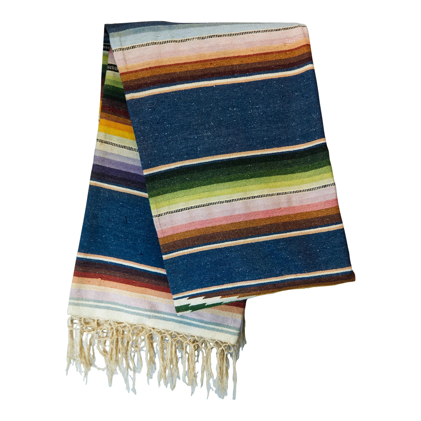 Mid Twentieth Century Hand Loomed Wool Sarape Blanket | Chairish