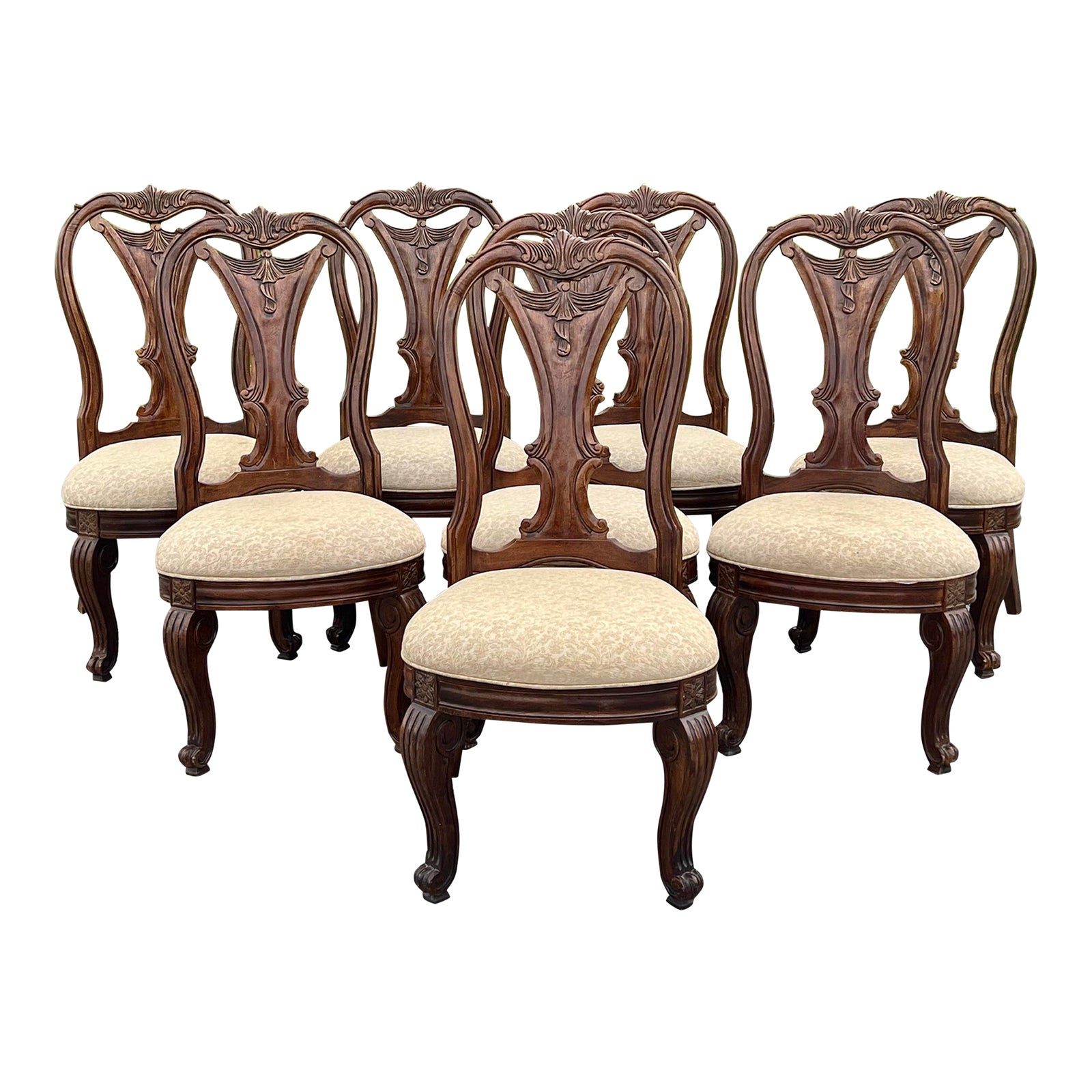 Bernhardt Carved “la Scala” Dining Chairs - Set of 8 | Chairish