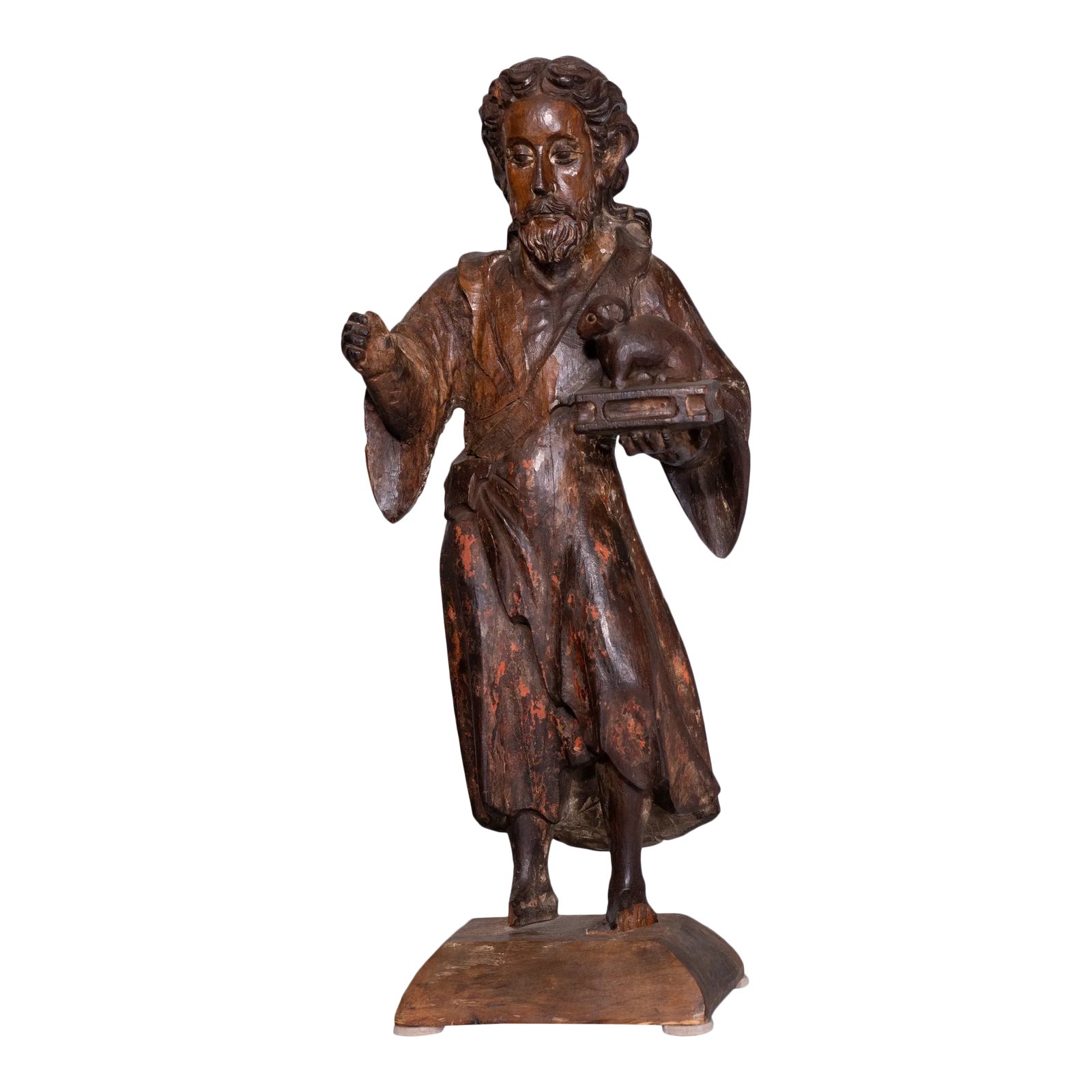 17th Century French Wooden Saint Figure | Chairish
