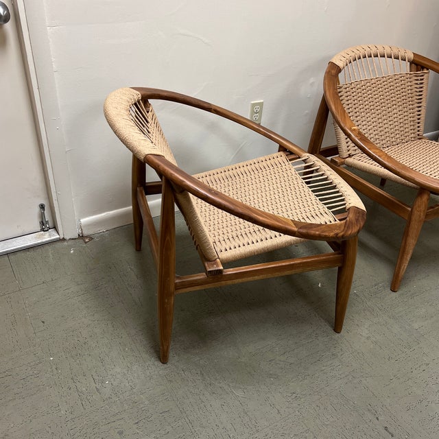 Danish Modern Style Teak Hoop Chair Loungers - Set of 2 | Chairish