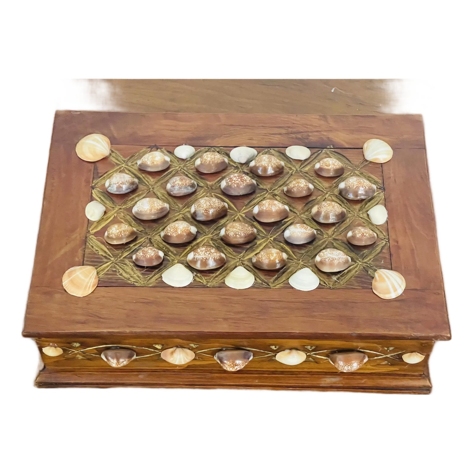 Vntage Sea Shell Encrusted Wood Box Tony Douquet Style | Chairish