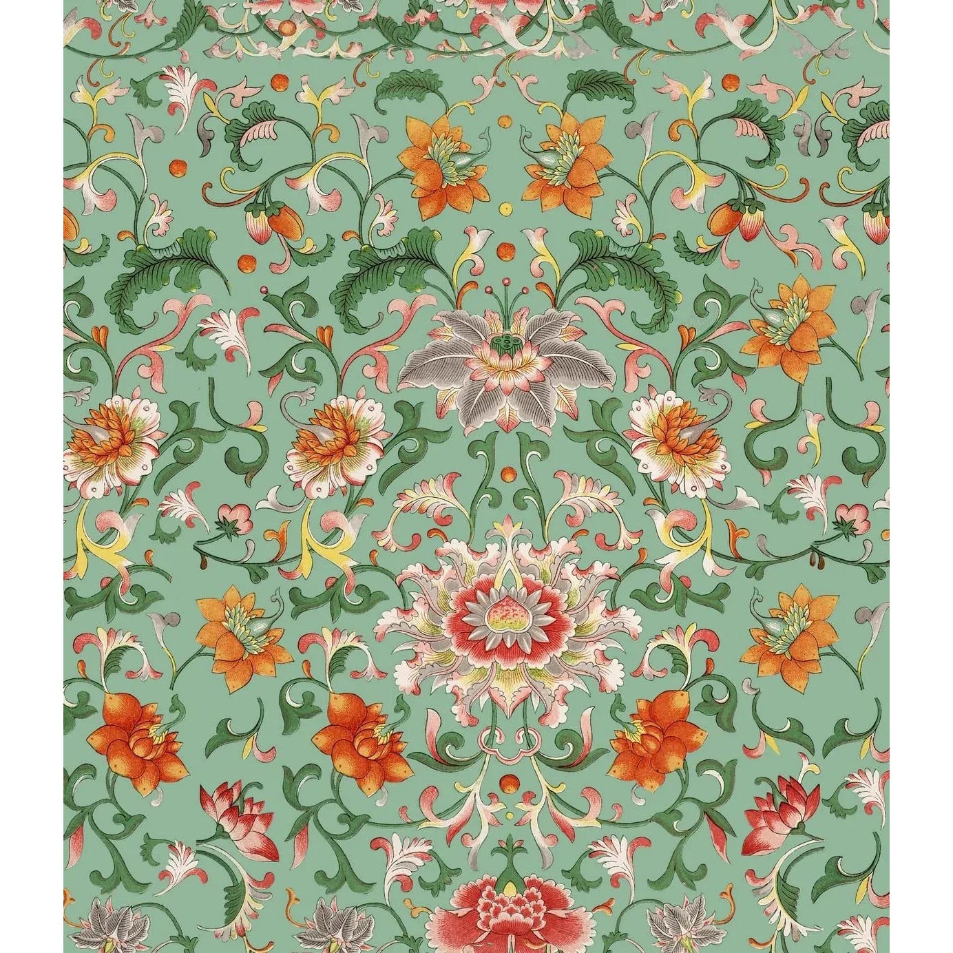Chinese Floral Wallpaper Sample | Chairish