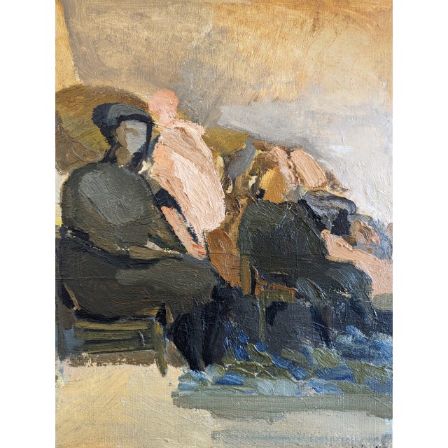 1964 Mid-Century Modern "Seated Trio" Vintage Abstract Figurative Oil ...