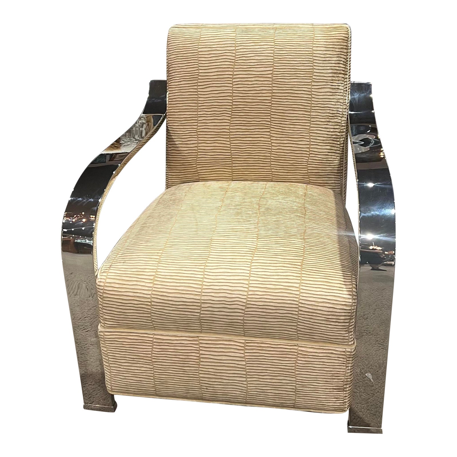 Lexington Furniture Deco Style Chrome Arm Chair With Yellow Fabric ...