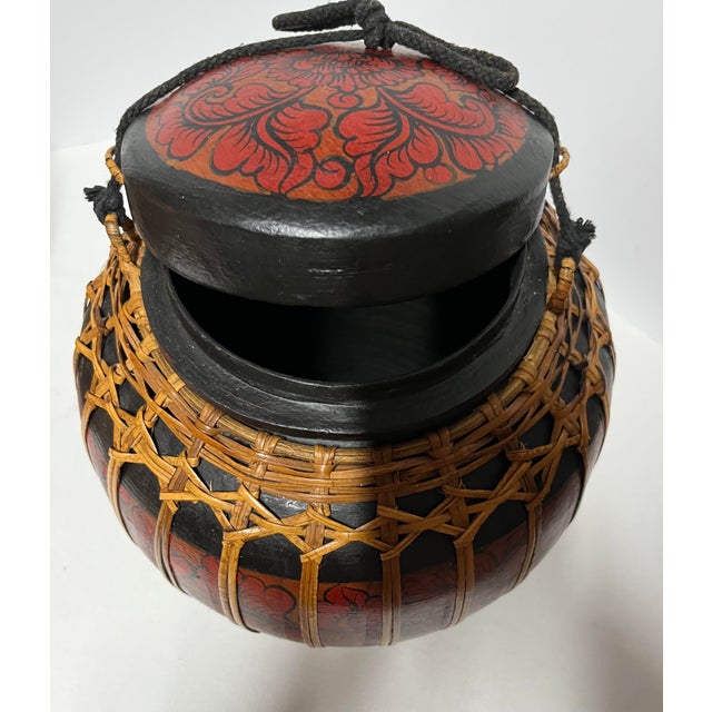 Early 20th Century Burmese Rattan Wrapped Rice Baskets - Set of Two ...