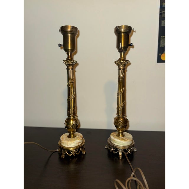 1950s Authentic Rembrandt Brass Table Lamps Ch02 With Marble Bases ...