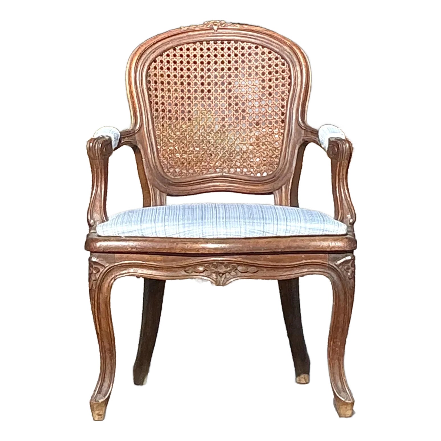 Vintage Regency Cane Fireside Fauteuil Chair | Chairish