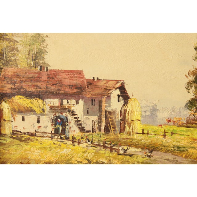 Vintage Impressionist European Farm Landscape Painting | Chairish