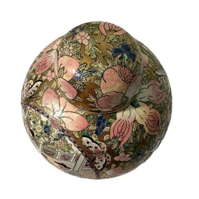 Vintage Chinoiserie Rose Famille Hand Painted Chinese Ginger Jar | Chairish