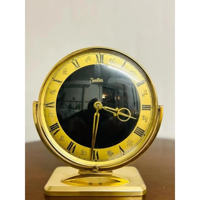 Table Clock in Brass from Zentra | Chairish