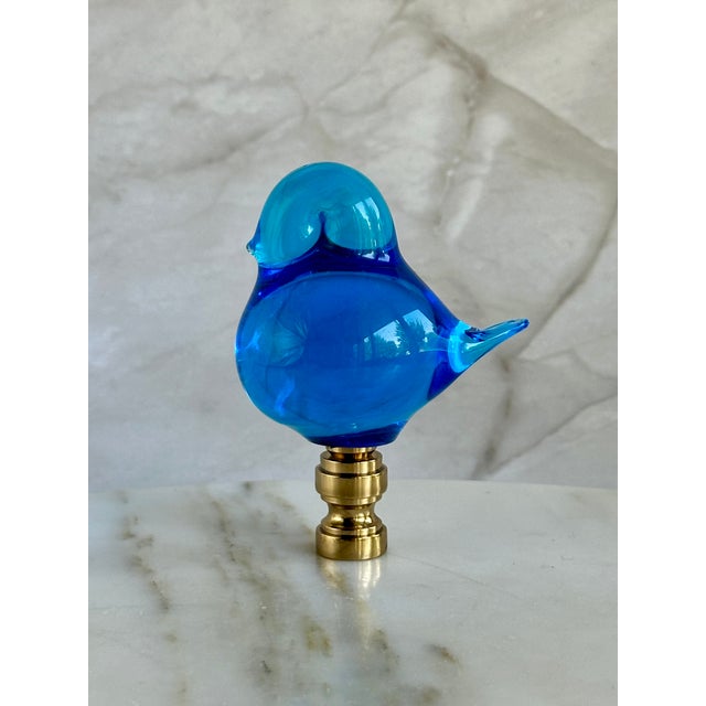 Glass Bird Lamp Finial on Brass Hardware | Chairish