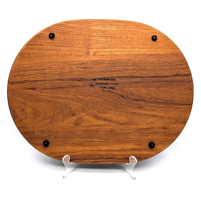 1970s Oval Shaped Teak Wood Carving Board | Chairish