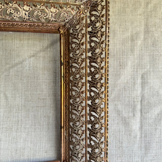 Hollywood Regency Ormolu and White Washed Metal Filigree Picture Frame ...