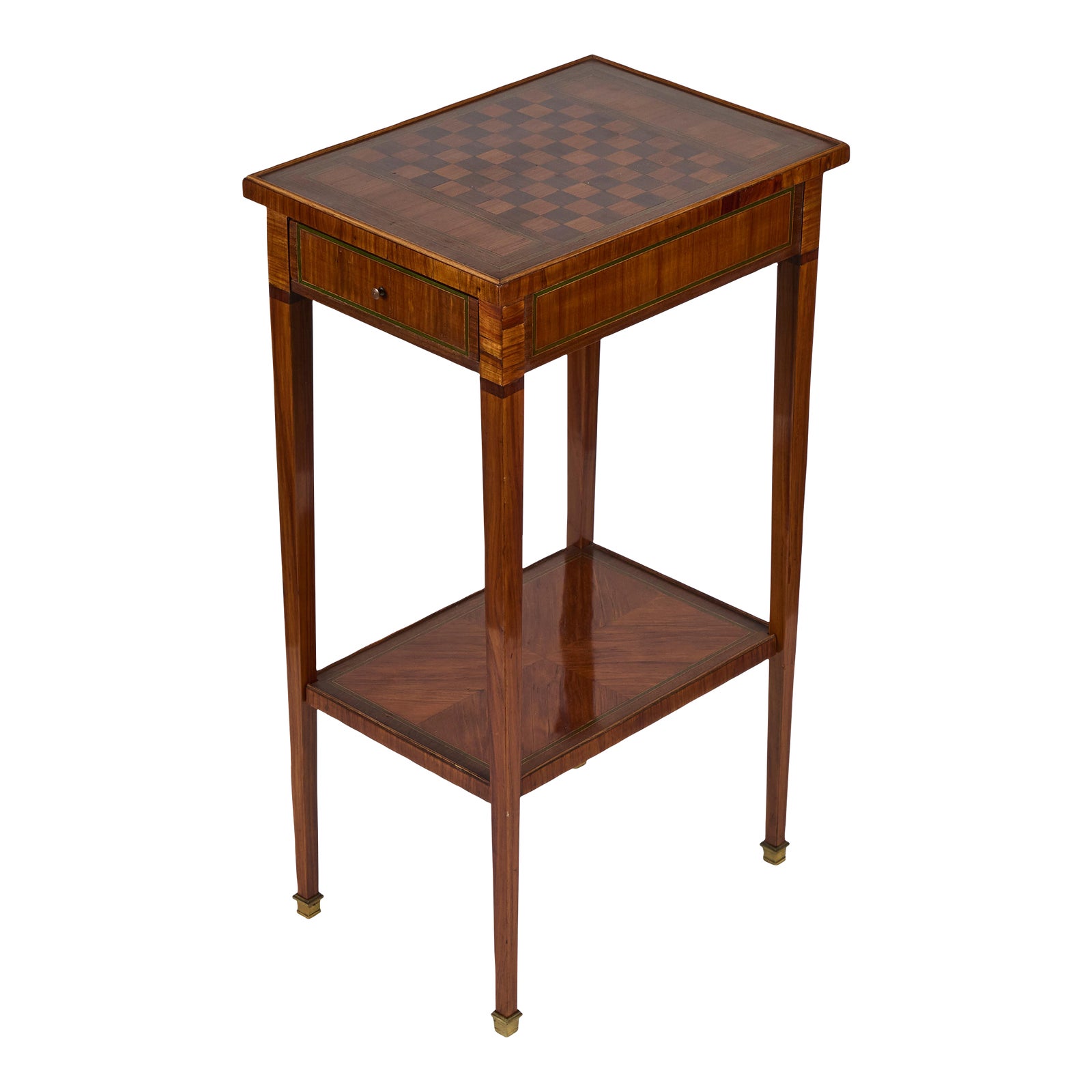 Antique Inlaid Checkerboard Side Table | Chairish