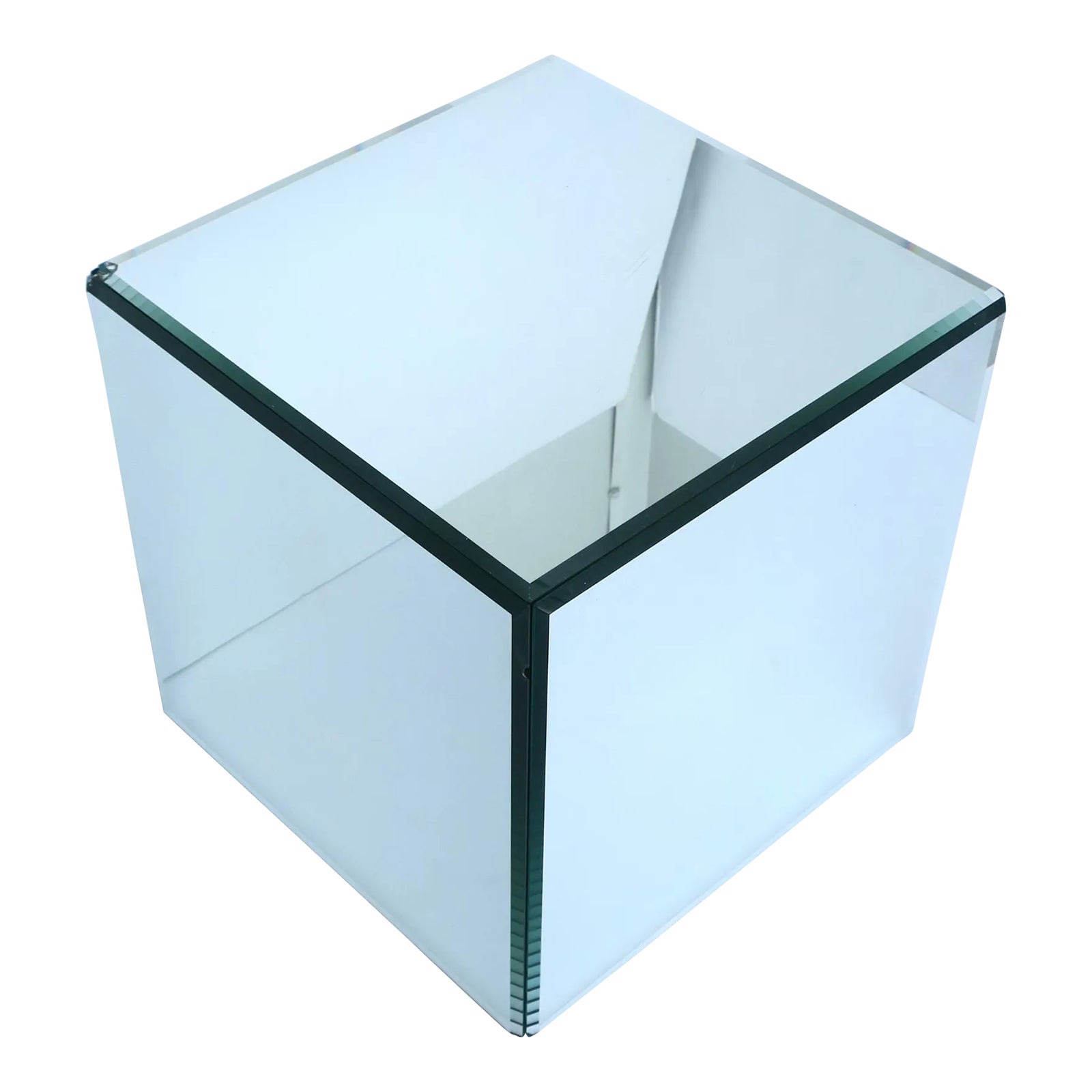 Mirror Cube Pedestal or End Side Drinks Table, Circa '70s Modern | Chairish