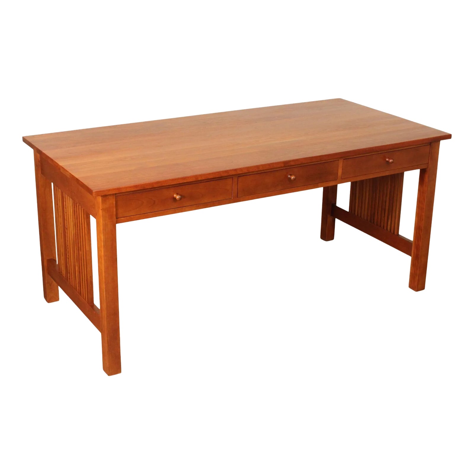 Stickley Mission Collection Cherry Spindle Writing Desk | Chairish