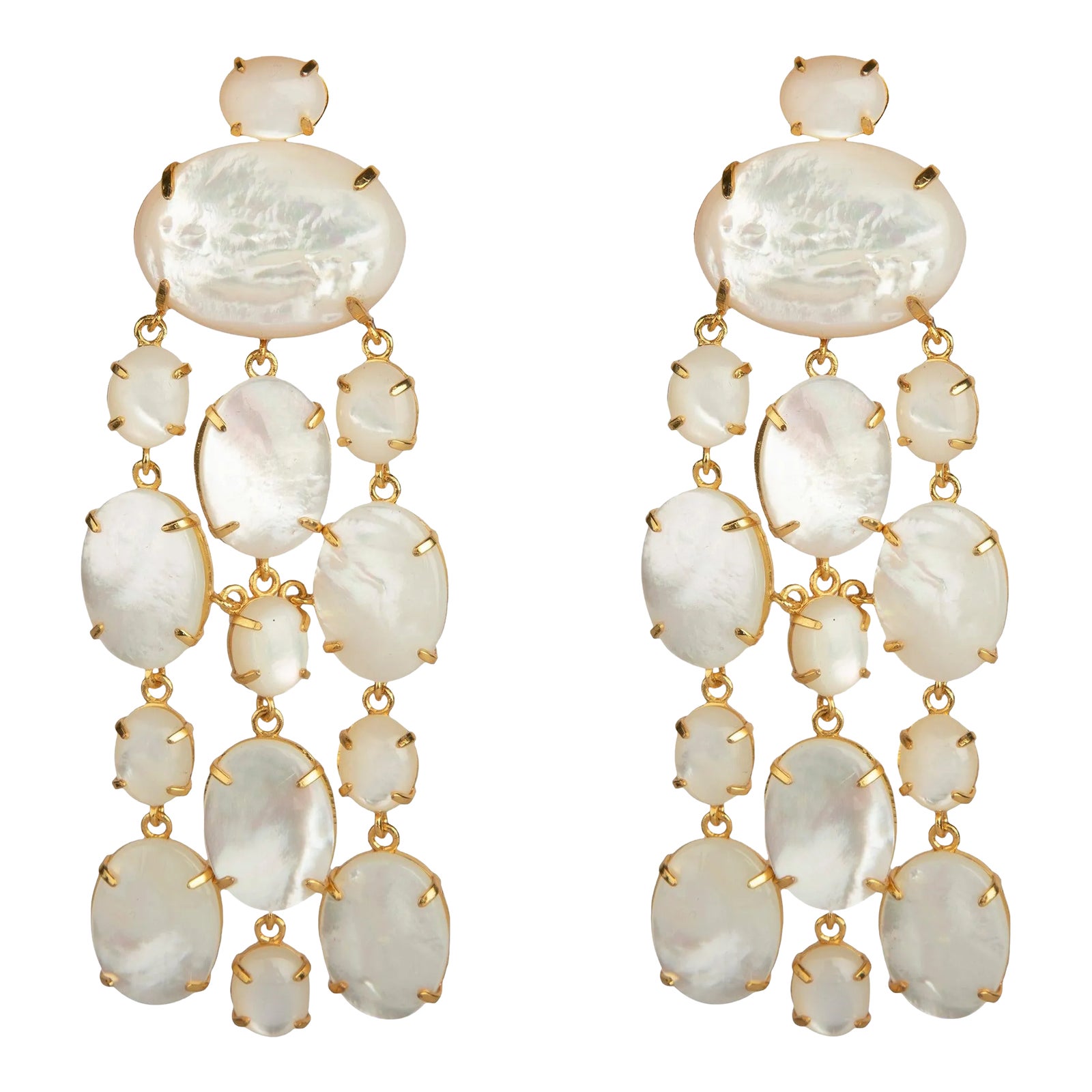 Marysol Statement Earrings in Mother of Pearl, a pair | Chairish