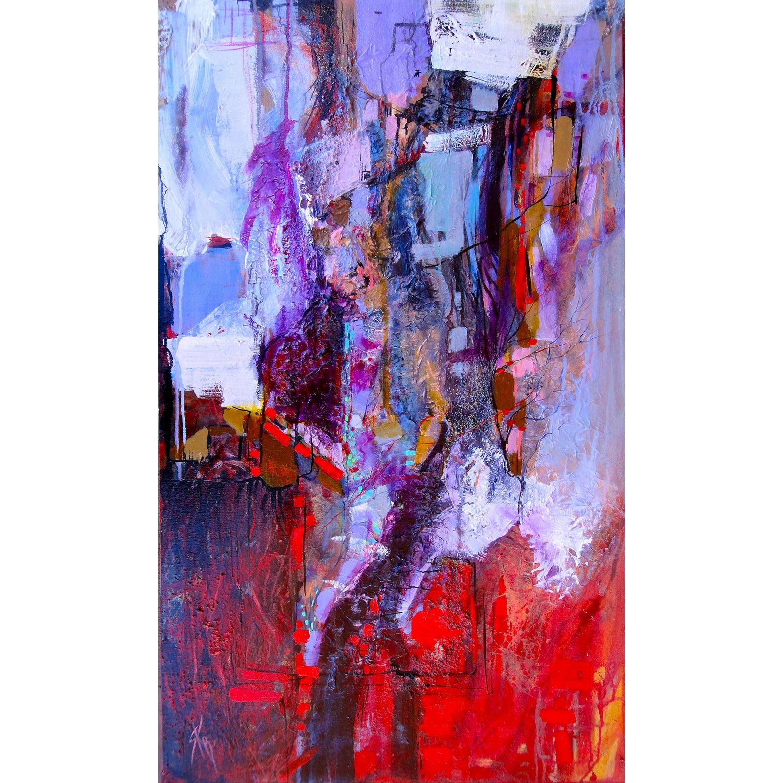 Sherry Krulle-Beaton Abstract Expressionist Painting, "Crossing the ...