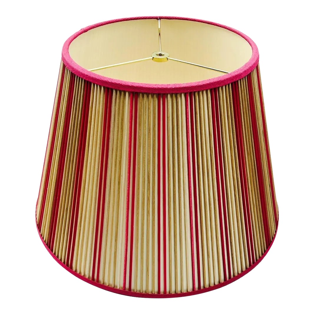 Striped Empire Stick Shade in Natural Cream/Magenta, 14" | Chairish