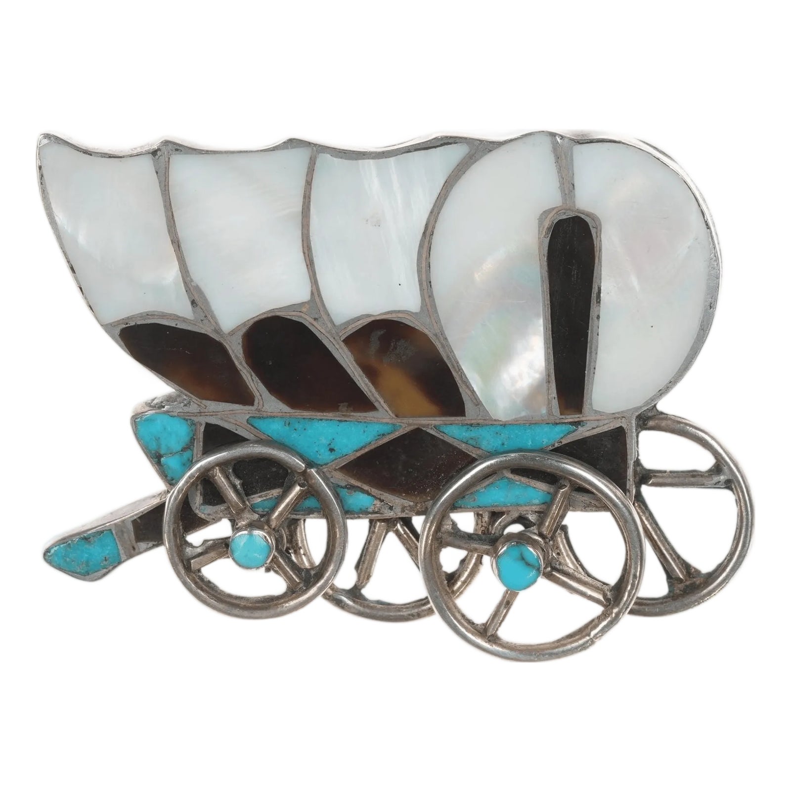 1950's Zuni Conestoga Wagon Sterling channel inlay pin | Chairish