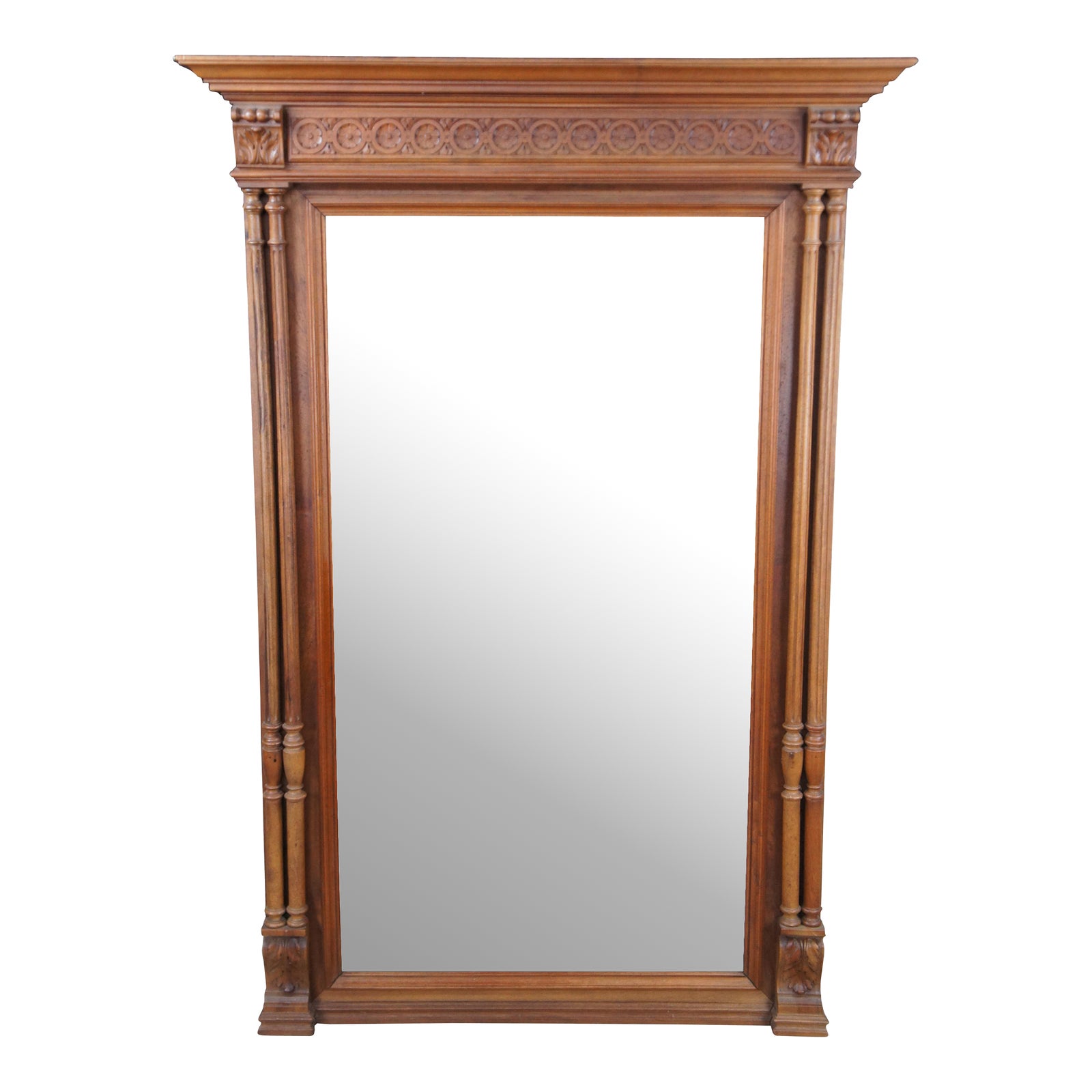 Antique French Renaissance Revival Walnut Overmantel Vanity Mirror ...