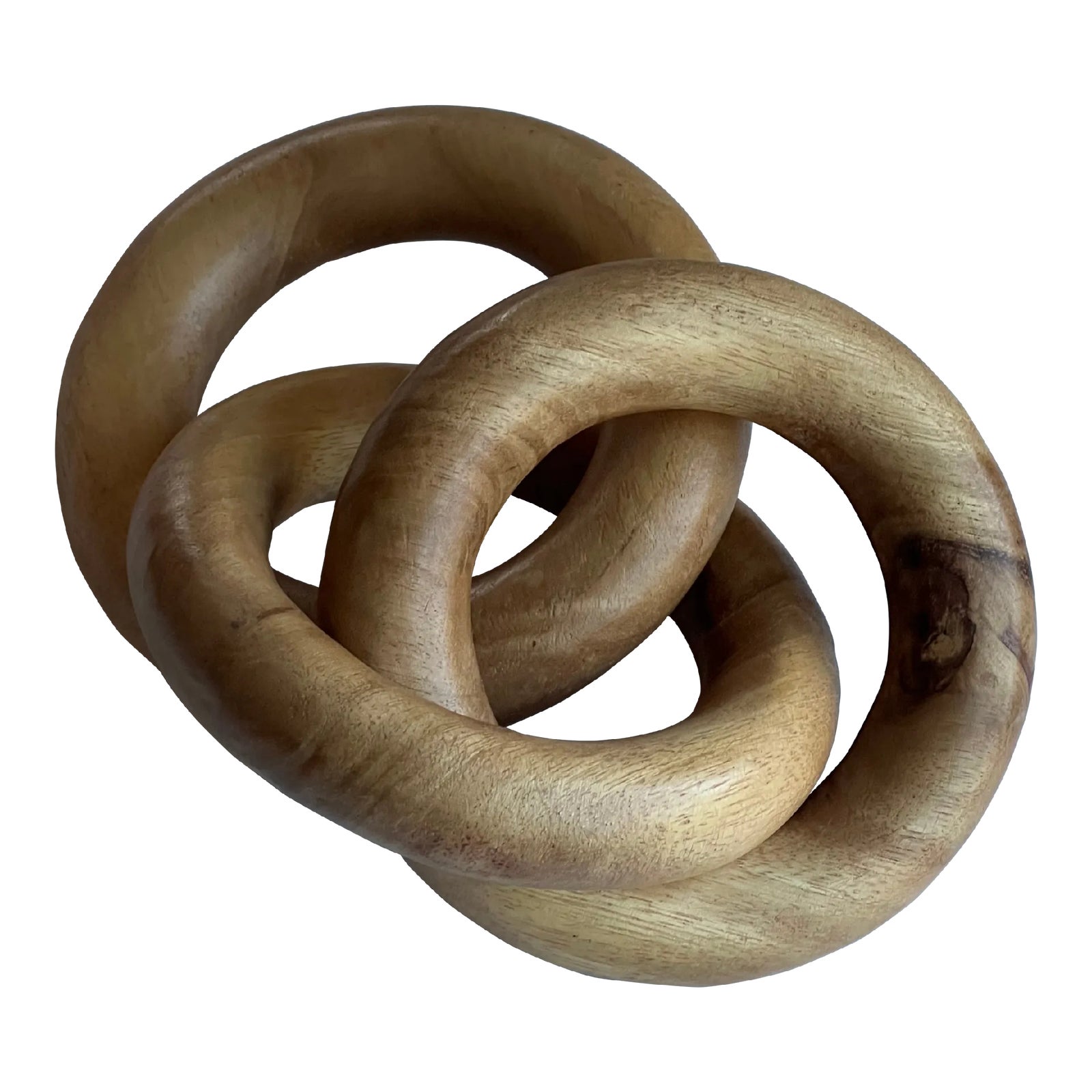 Three Intertwined Wood Rings Sculpture | Chairish